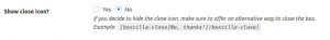 Showing a “close box” text link – Boxzilla Plugin